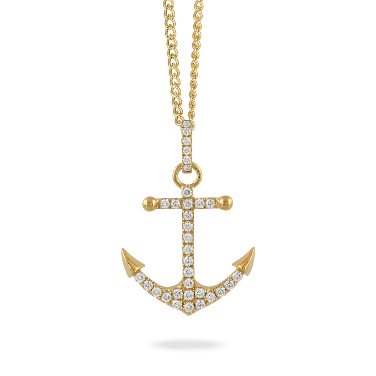 Large Pavé Diamond Anchor Necklace – CJ Inc.