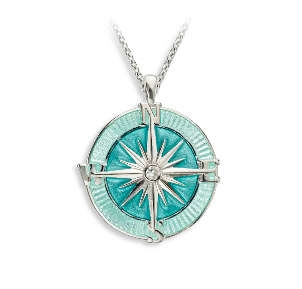 Large Sea Green Enamel Compass Necklace – CJ Inc.