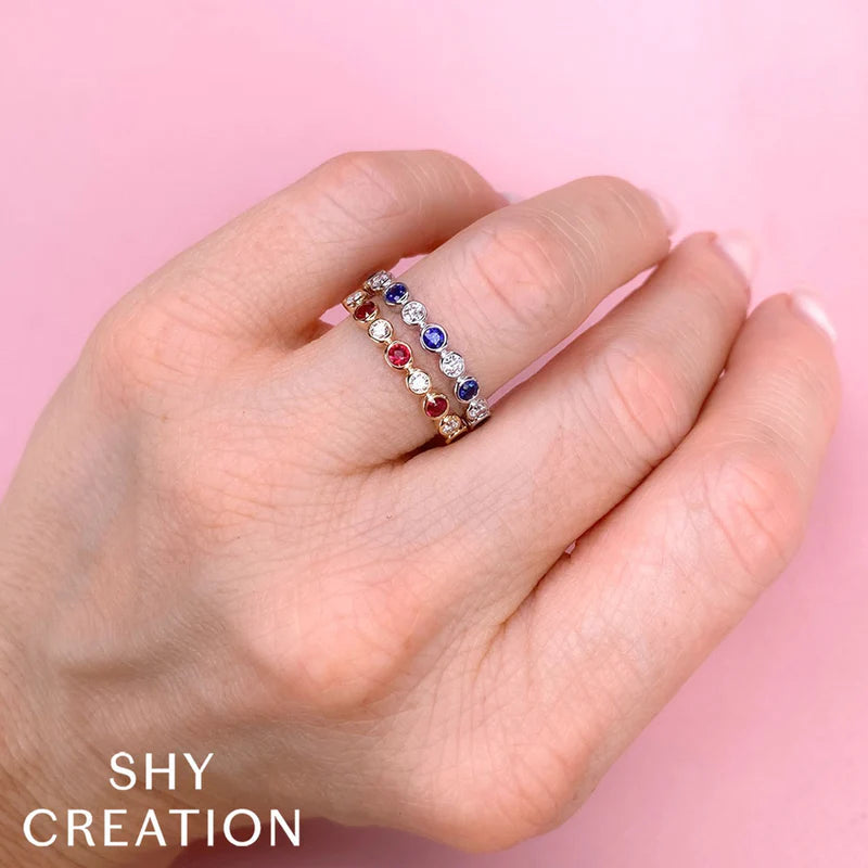 Ruby & Diamond Bezel Band Ring – CJ Inc.