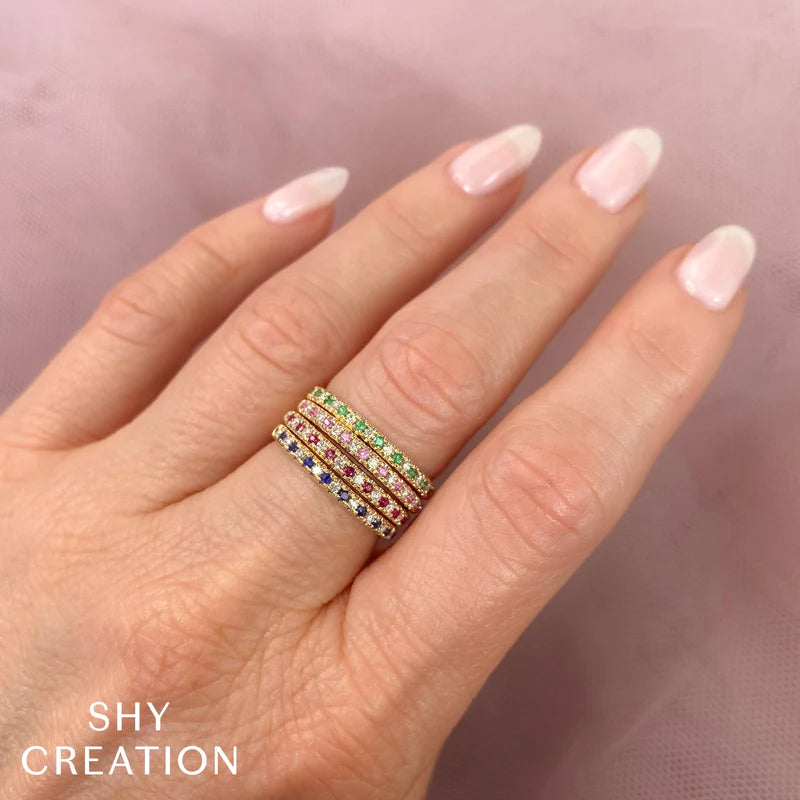 Diamond and Sapphire Alternating Band Ring – CJ Inc.