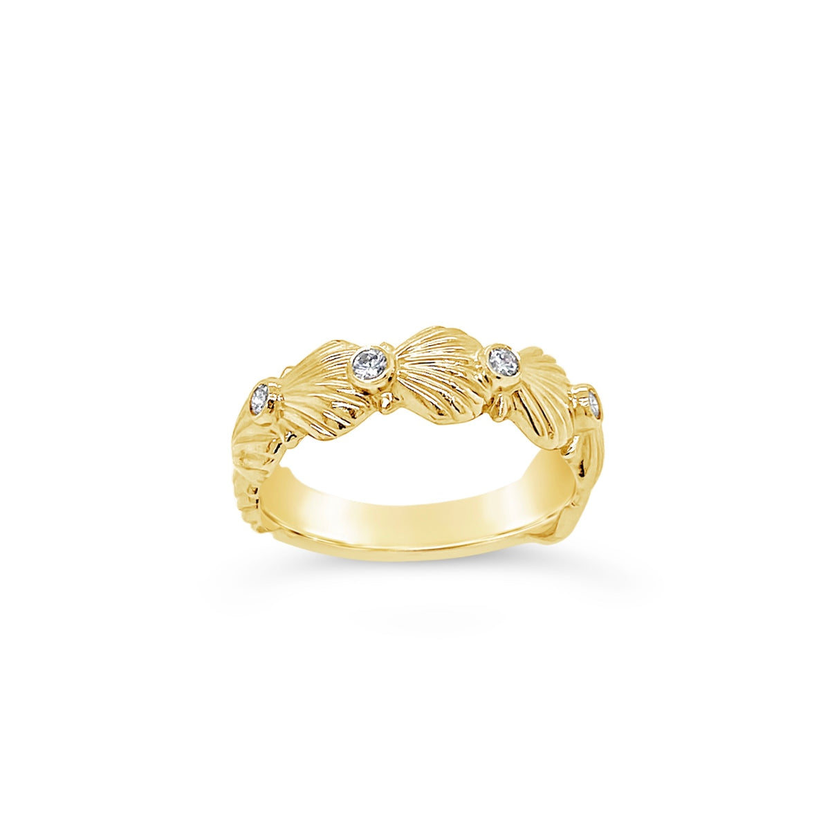 Diamond Scallop Shell Band Ring – CJ Inc.