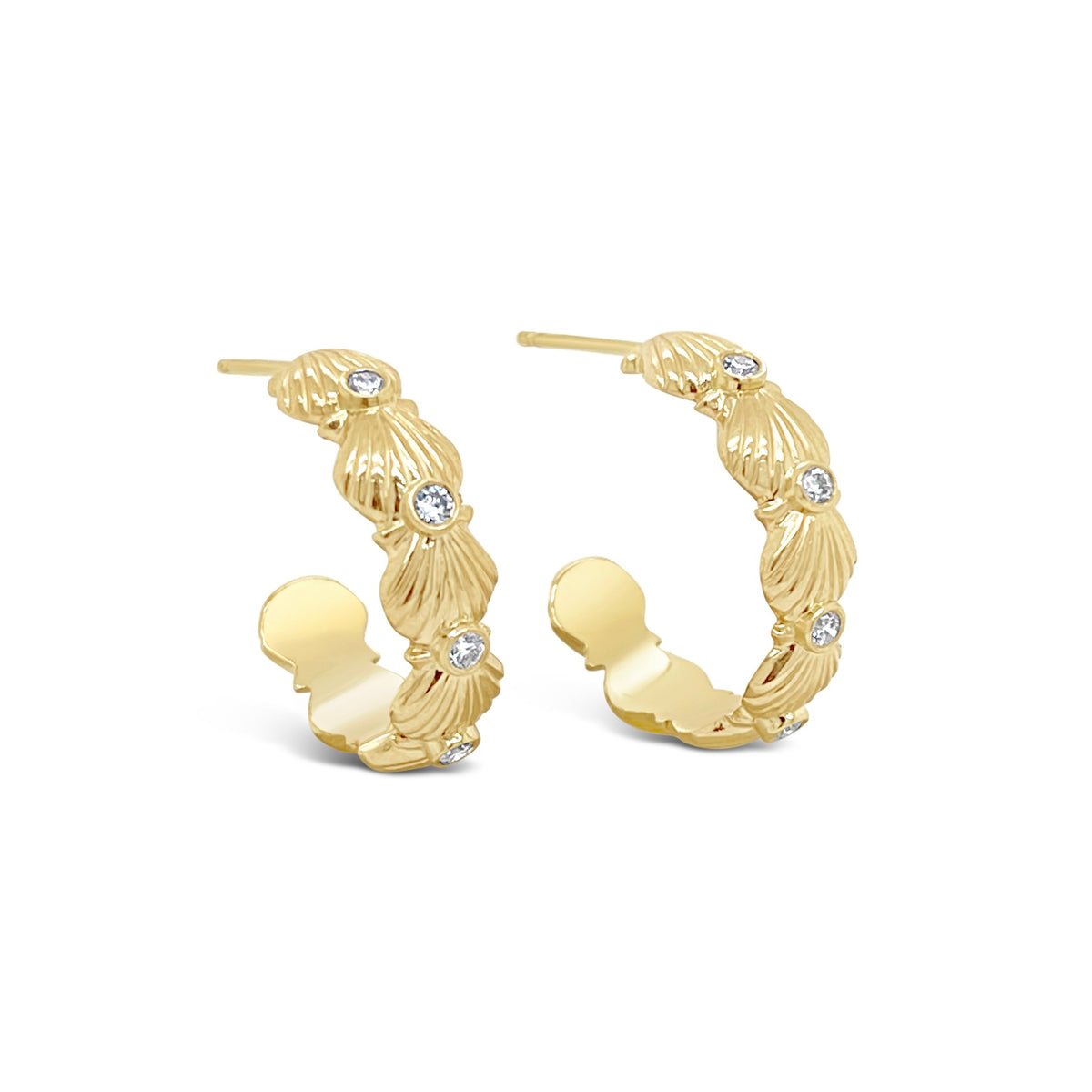 Diamond Scallop Shell Hoop Earrings – CJ Inc.